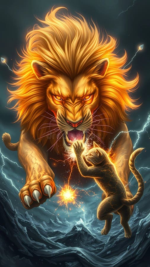The Battle between the Lion and the Cat Unleashes Their Respective ...