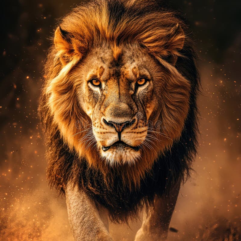 Majestic Lion Roaring Under Clear Blue Sky Stock Photos - Free ...