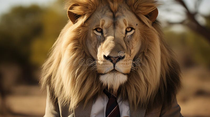 A Lion Wearing a Suit and Tie Stock Illustration - Illustration of ...