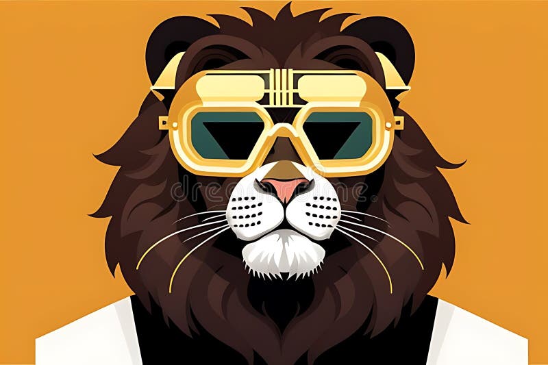 Lion wearing sunglasses stock illustration. Illustration of wearing ...