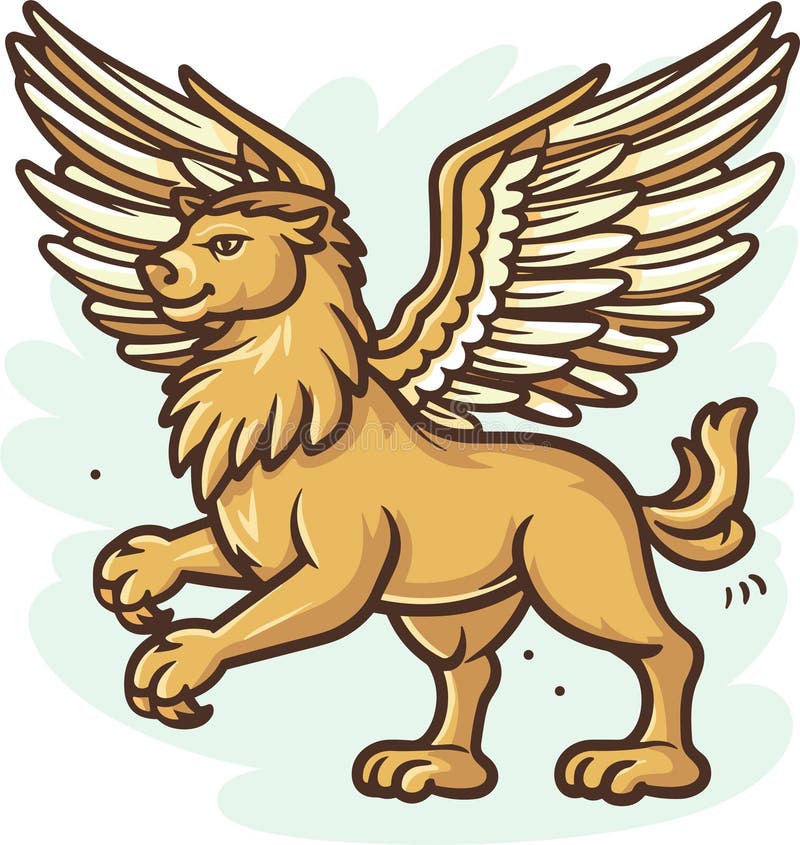 Lion with Wings Icon Heraldic Element. Winged Lion, Logo Template Stock ...