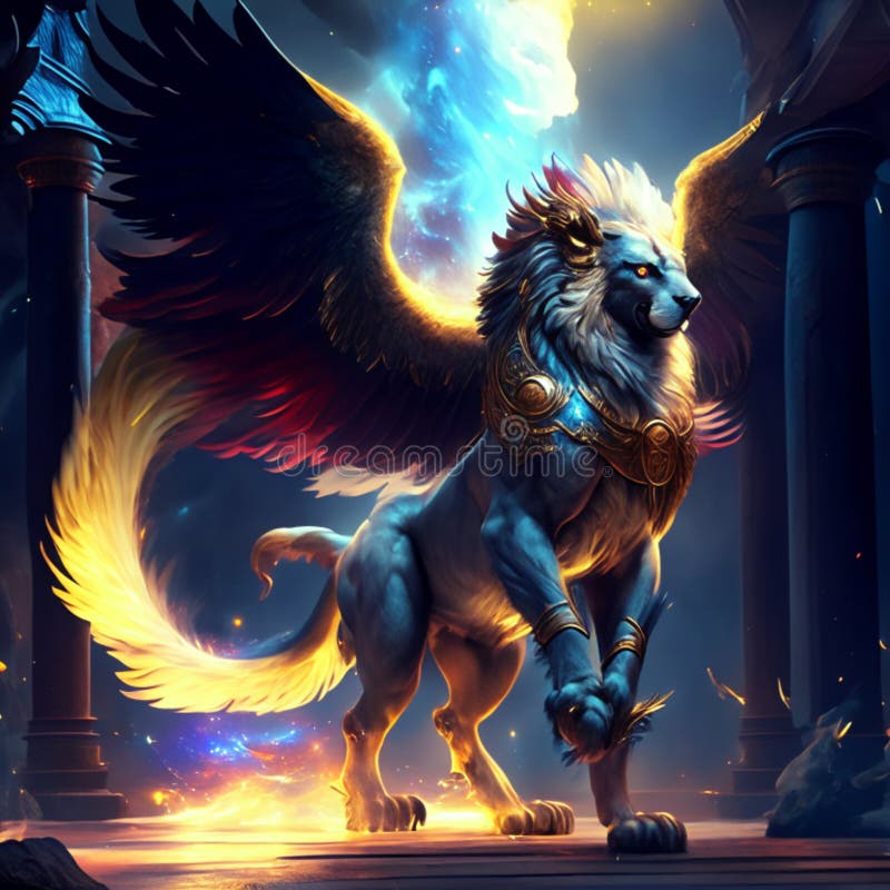 Lion in a Fantasy World. 3d Rendering. Computer Digital Drawing Stock ...