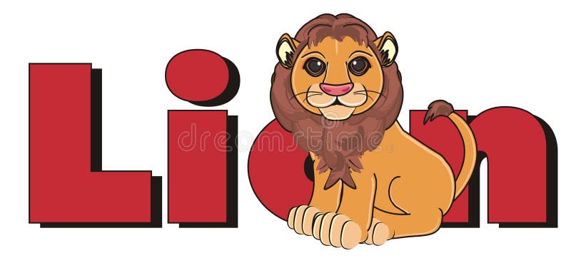 The word lion stock vector. Illustration of purple, green - 8826415