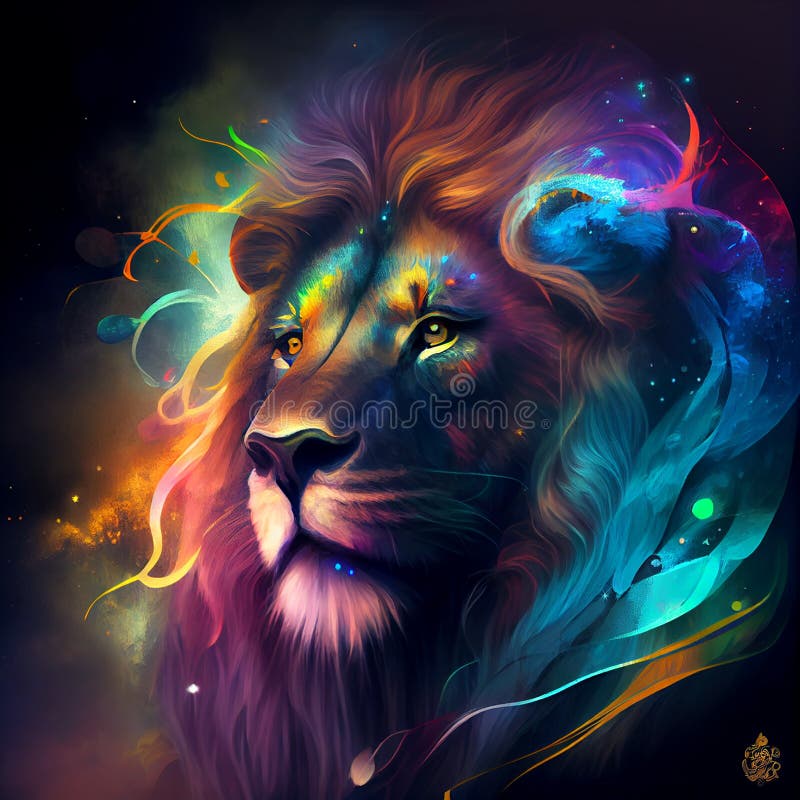 Lion Zodiac Sign Created with Generative Ai Stock Illustration ...