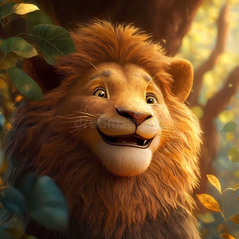 Lion in the Zoo Portrait of a Lion Stock Illustration - Illustration of ...