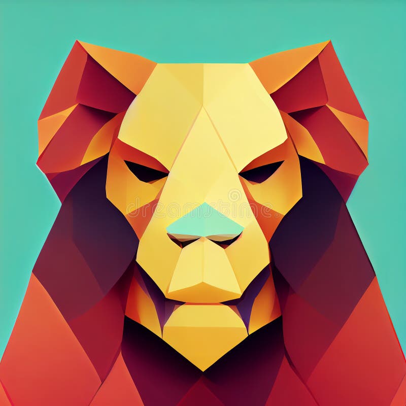 Abstract Geometric Lioness Head. Muzzle of a Lion. Digital Illustration ...