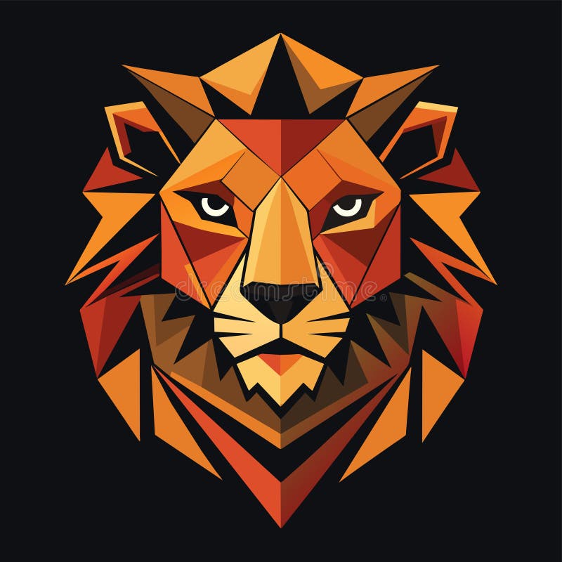 A Lions Head Created Using Geometric Triangles, Showcasing a Unique and ...