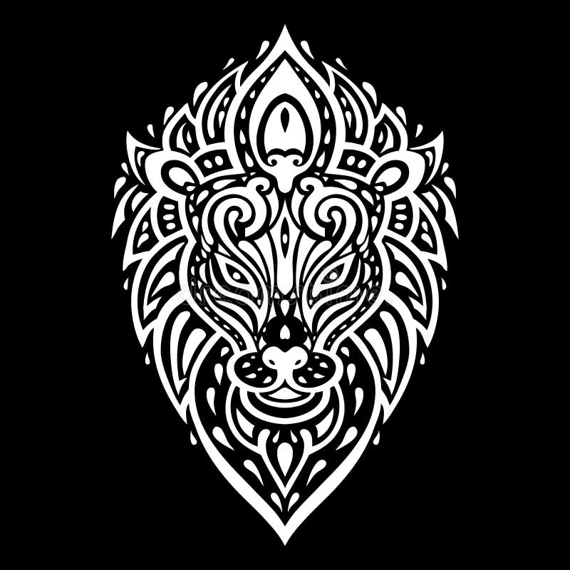 Lions head. Tribal pattern stock vector. Illustration of abstract ...