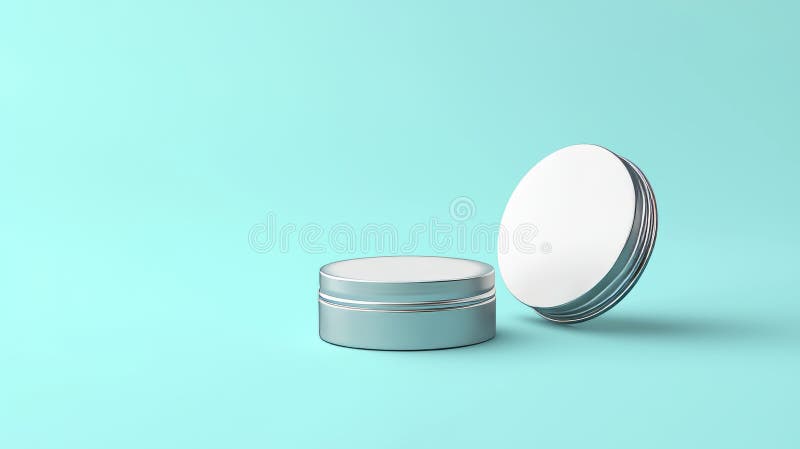 Lip Balm Tin Mockup: Round Empty Container on a Light Gray Background ...