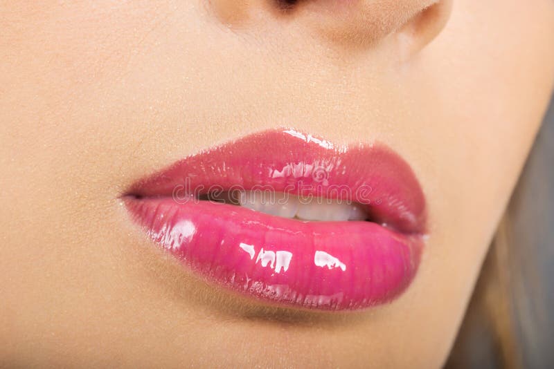 Lip close up makeup stock photo. Image of macro, glamour - 64574194