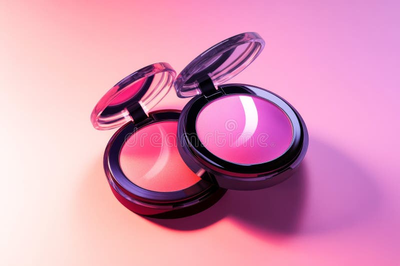Lip Gloss and Compact Powder with Soft Glowing Effects and Bold, Modern ...