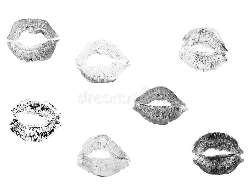 Lip Prints. Set of Vector Isolated Design Elements on White Background ...