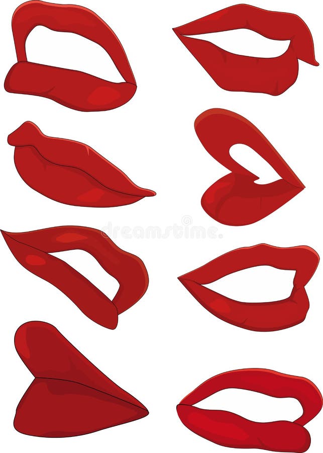 Set of red lips - vector stock vector. Illustration of hatching - 58841197