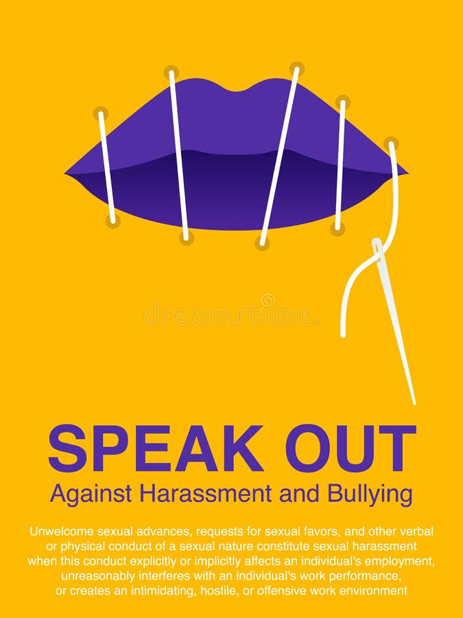 Lip Sewing Of The Woman Mouth Sexual Harassment Stop Violence Against