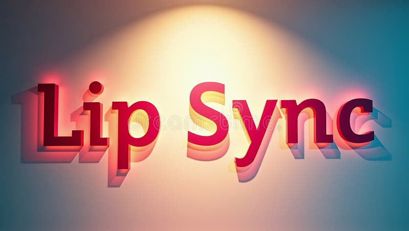 Lip Sync Sign with Colorful Shadows on a Wall, Perfect for Performance ...
