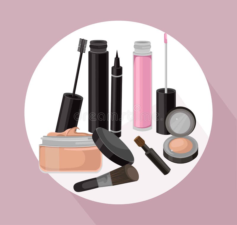 Lipgloss and Cosmetics Beauty Collection Icons Template Vector Stock ...