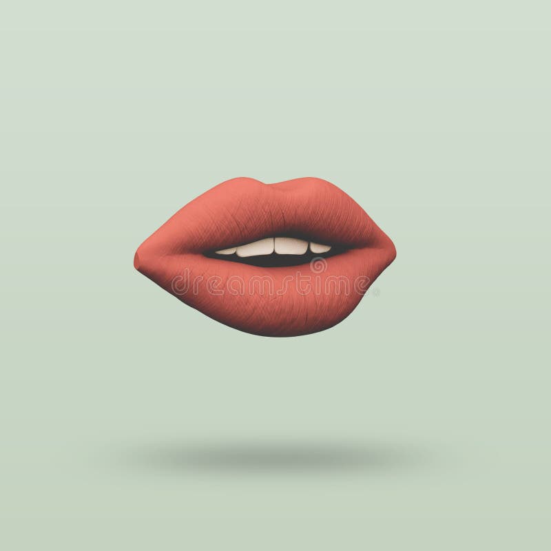 Two Lips Face Each Other Abstract Minimalist Art Stock Illustration ...