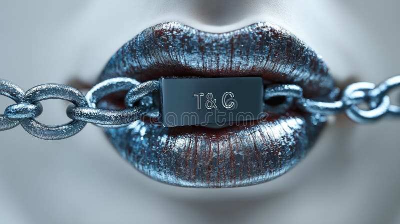 Lips Bound by a Chain Holding a Tag Representing Terms and Conditions ...