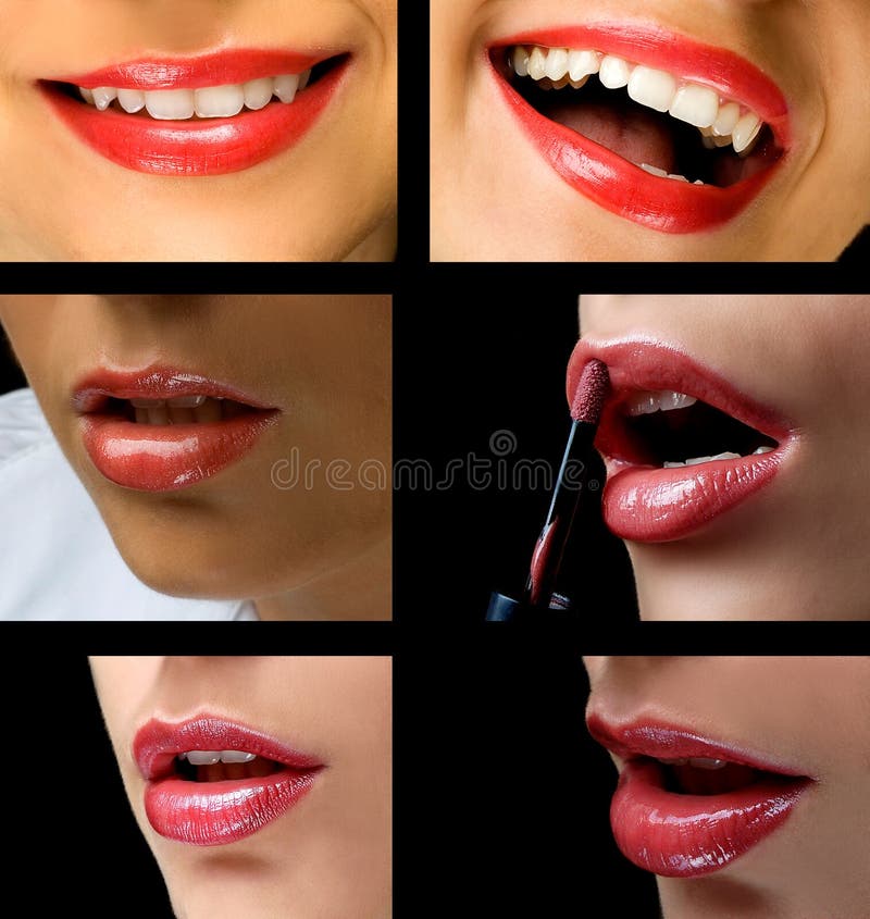 Lips collage stock photo. Image of healthy, glossy, mouth - 16967086