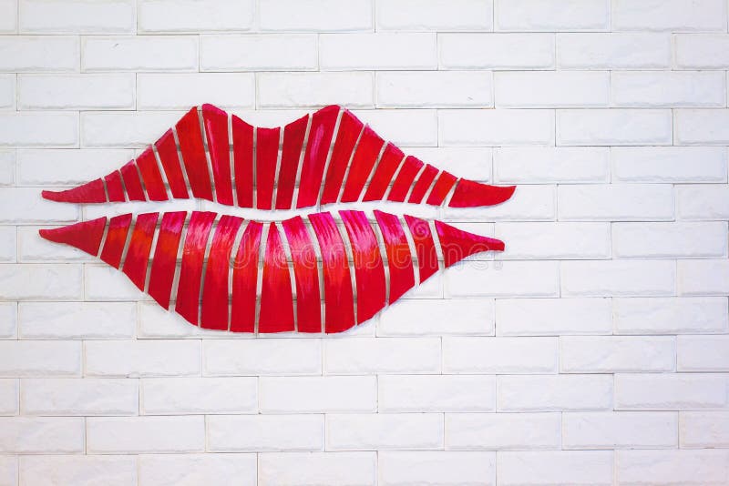 Lips Decoration Detail on the Wall Stock Photo - Image of ornament ...