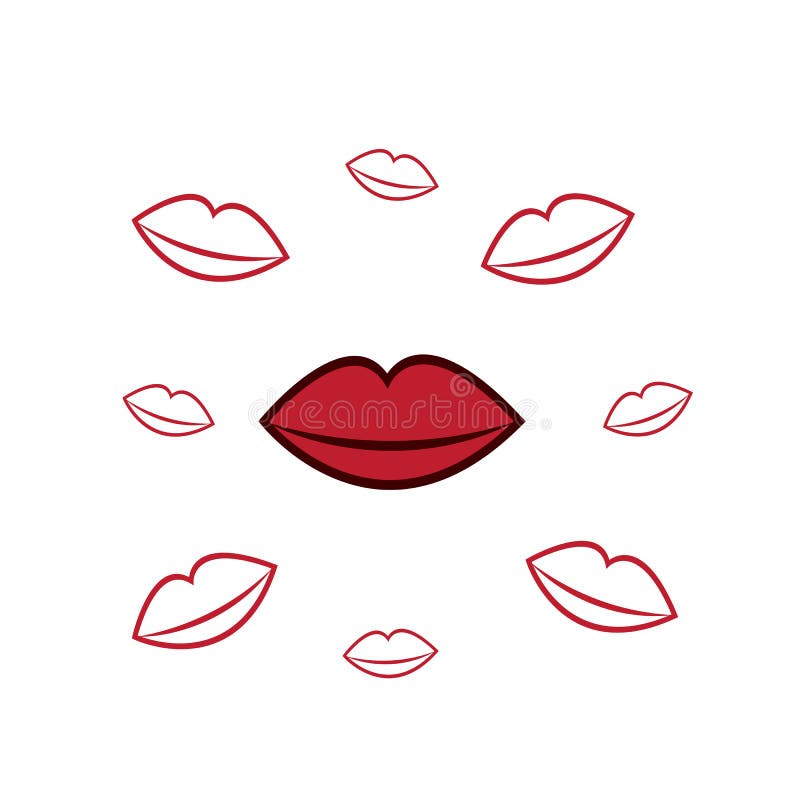 Lips Floating Kisses stock vector. Illustration of lush - 84772664