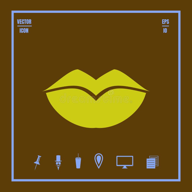 Lips icon stock vector. Illustration of glamour, brown - 121310723