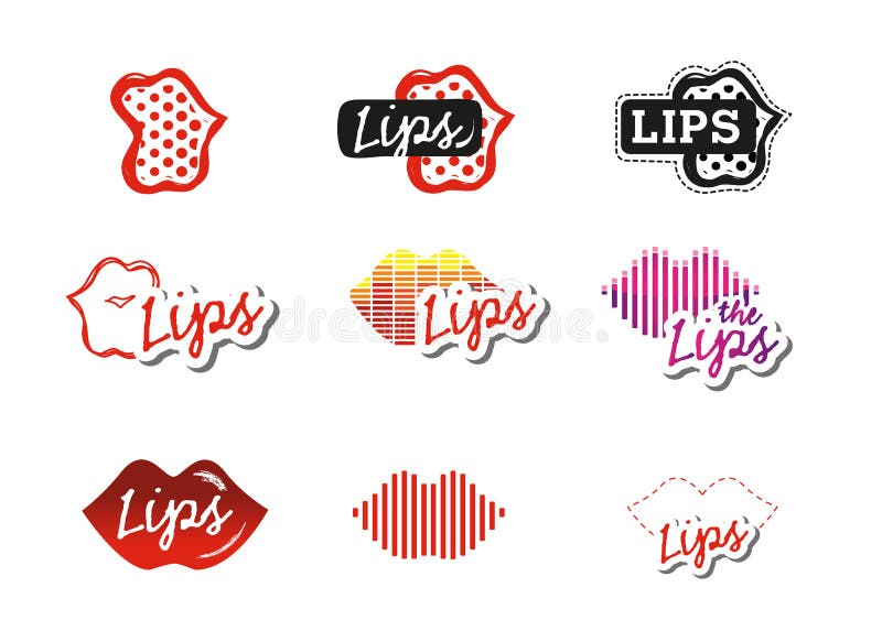 Lips icon set stock vector. Illustration of desire, symbol - 23970173