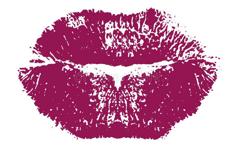 Lips Imprint, Dark Pink Lipstick Kiss. Vector Illustration Stock Vector ...