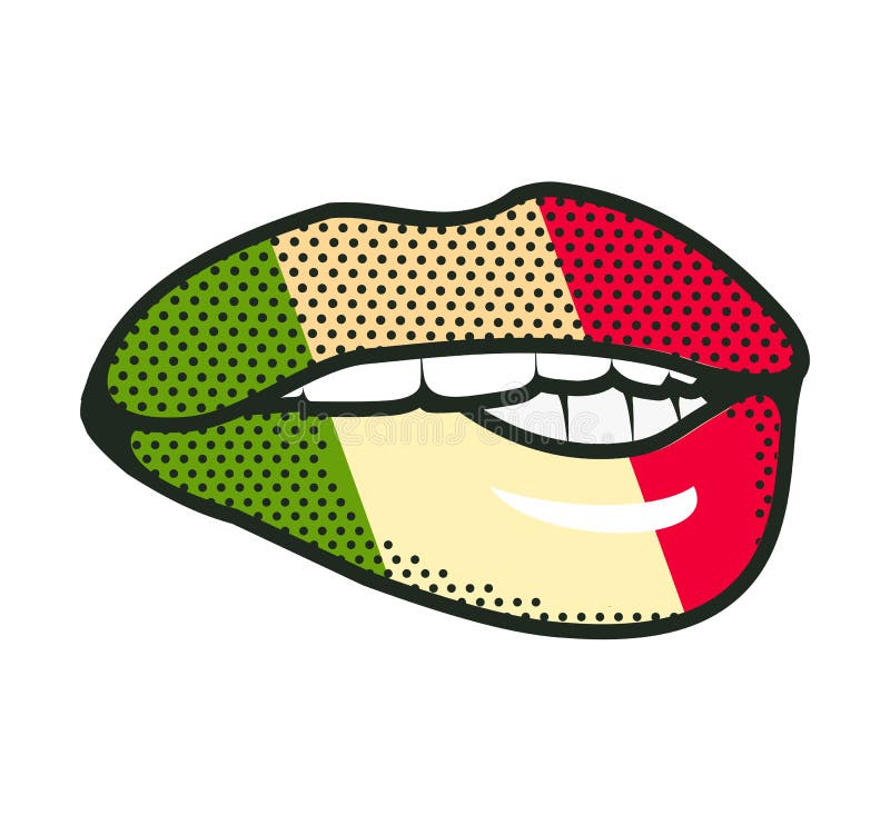 Lips italy flag stock vector. Illustration of open, neon - 95439018