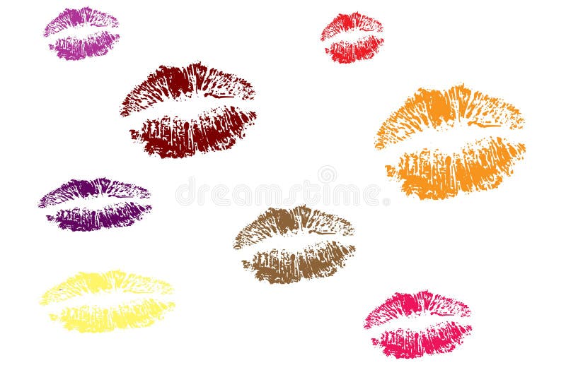 Lips and Kiss of Different Colors Stock Illustration - Illustration of ...
