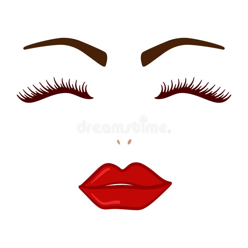 Lips Lashes Brows Vector stock vector. Illustration of brows - 226455885