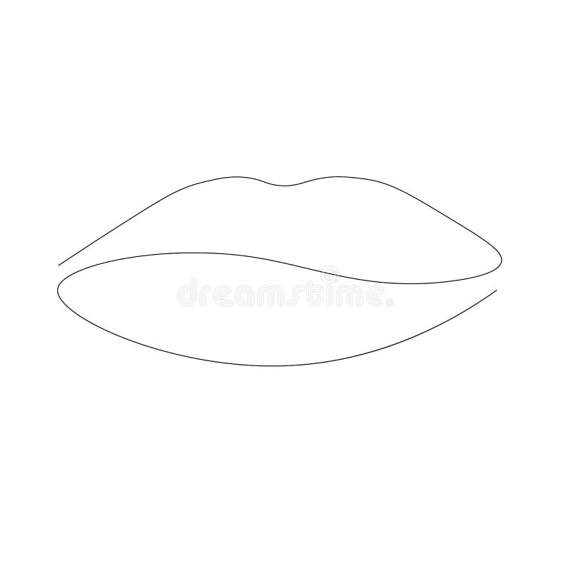 Lips Line Drawing Silhouette Line Drawing. Vector Stock Vector ...