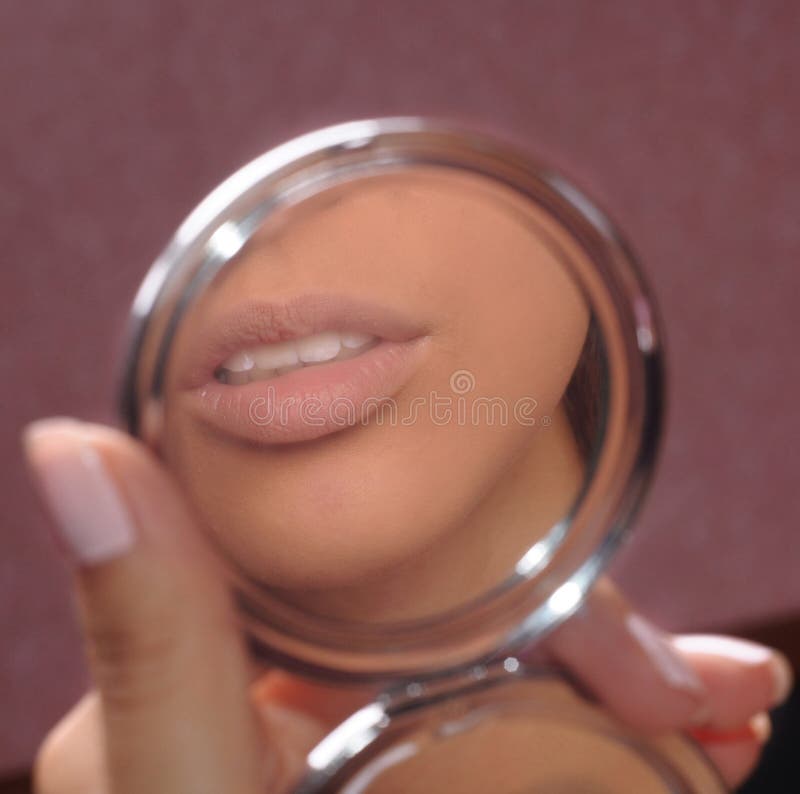 Lips in a mirror stock image. Image of fingernail, care - 10210449