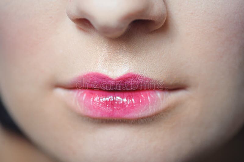 Lips Model with Beautiful Makeup Close-up Stock Photo - Image of female ...