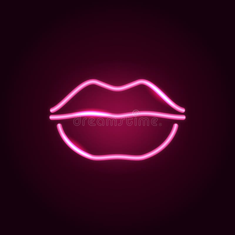 Lips Neon Signs Thin Line Seamless Pattern Background. Vector Stock ...