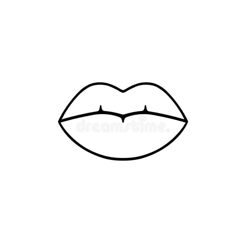 Lips Outline Drawing on White Background Stock Illustration ...