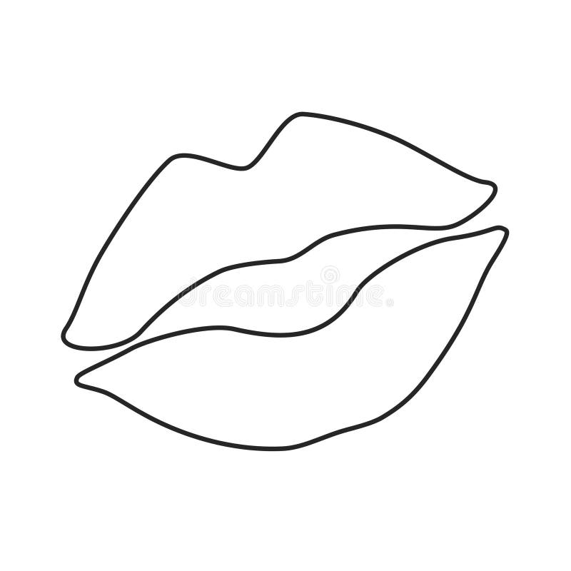 Kissing Lips Outline Vector Stock Vector - Illustration of print, mark ...