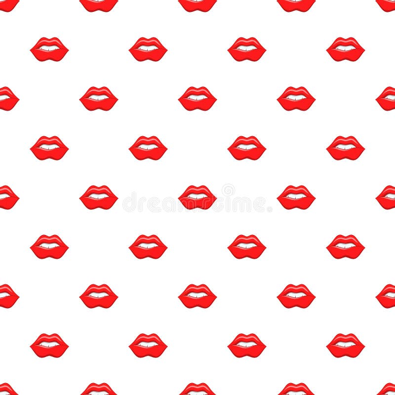 Lips Pattern, Cartoon Style Stock Vector - Illustration of decor ...