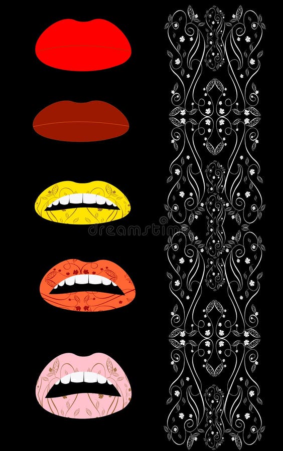 Lips and pattern stock vector. Illustration of collection - 57349363