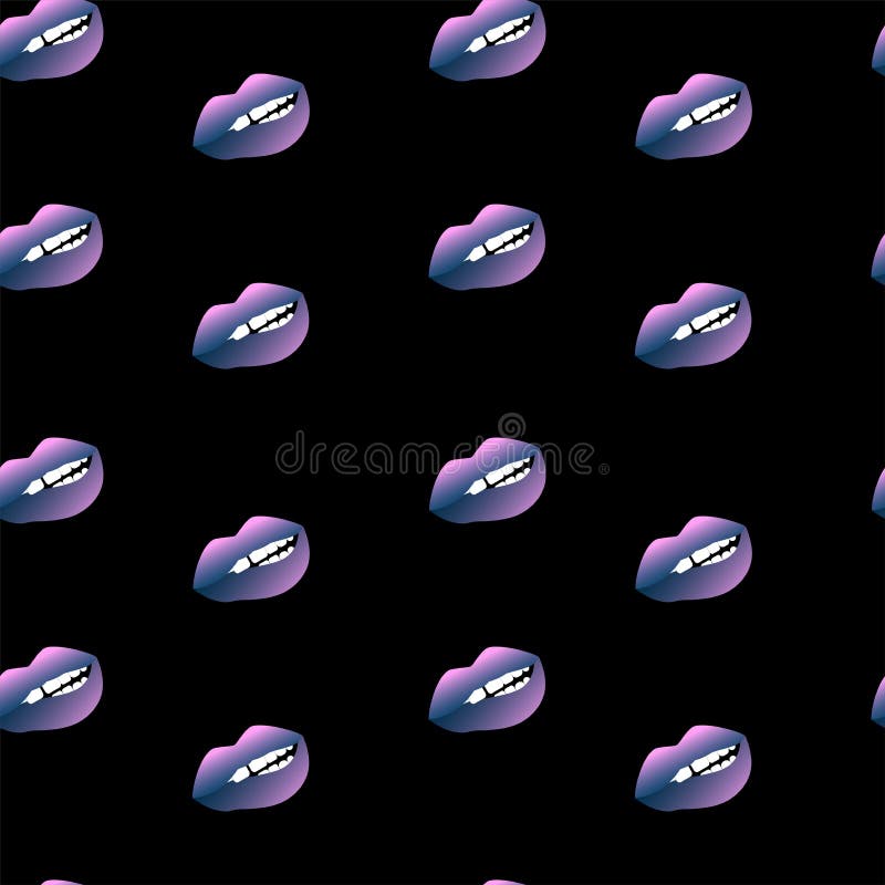 Seamless Pattern with Woman`s Gradient Lips Stock Illustration ...