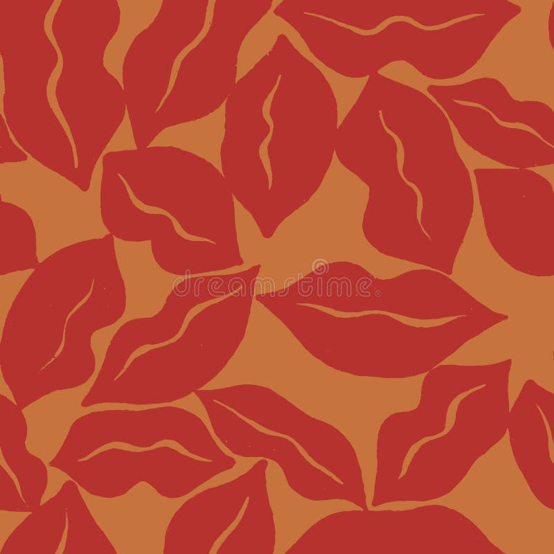 Lips Pattern. Vector Seamless Pattern with Womans Red Textured Flat ...