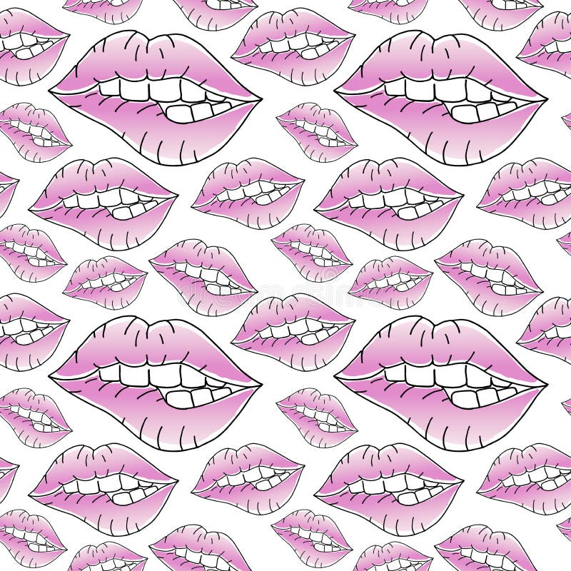 Lips. Pink Mouths with Teeth. Vector Background Stock Vector ...