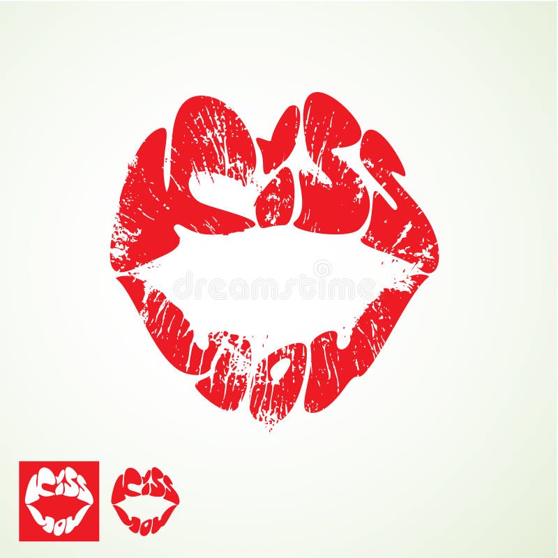 Lips Print in Shape of Words KISS YOU - Valentines Day Stock Vector ...