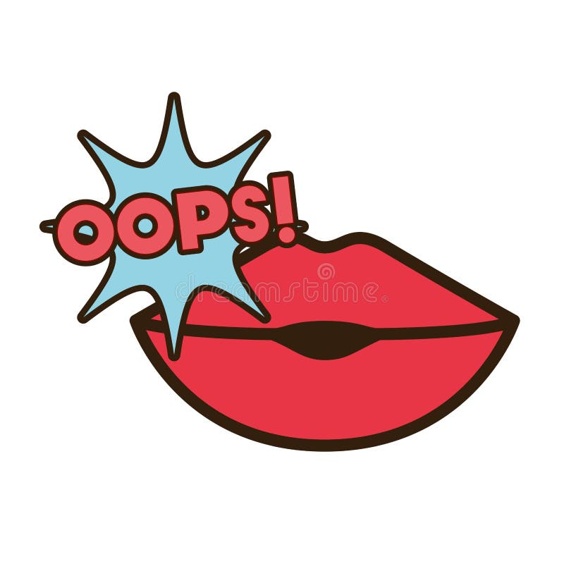 Lips Saying Oops Avatar Character Stock Vector - Illustration of facial ...