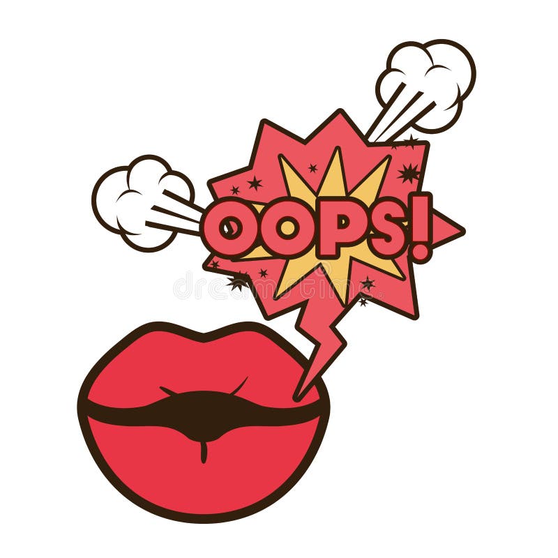 Lips Saying Oops Avatar Character Stock Vector - Illustration of ...