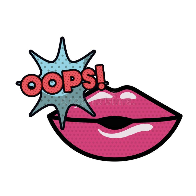 Lips Saying Oops Avatar Character Stock Vector - Illustration of ...