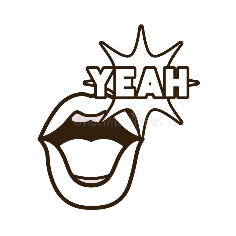Lips Saying Yeah Avatar Character Stock Vector - Illustration of open ...