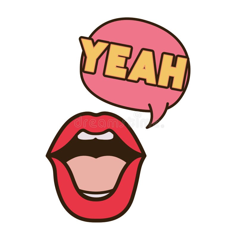 Lips Saying Yeah Avatar Character Stock Vector - Illustration of smile ...