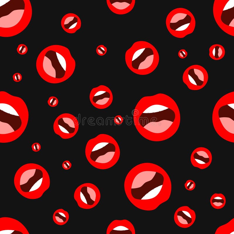 Lips Seamless Pattern, Flat Design Template, Vector Illustration Stock ...