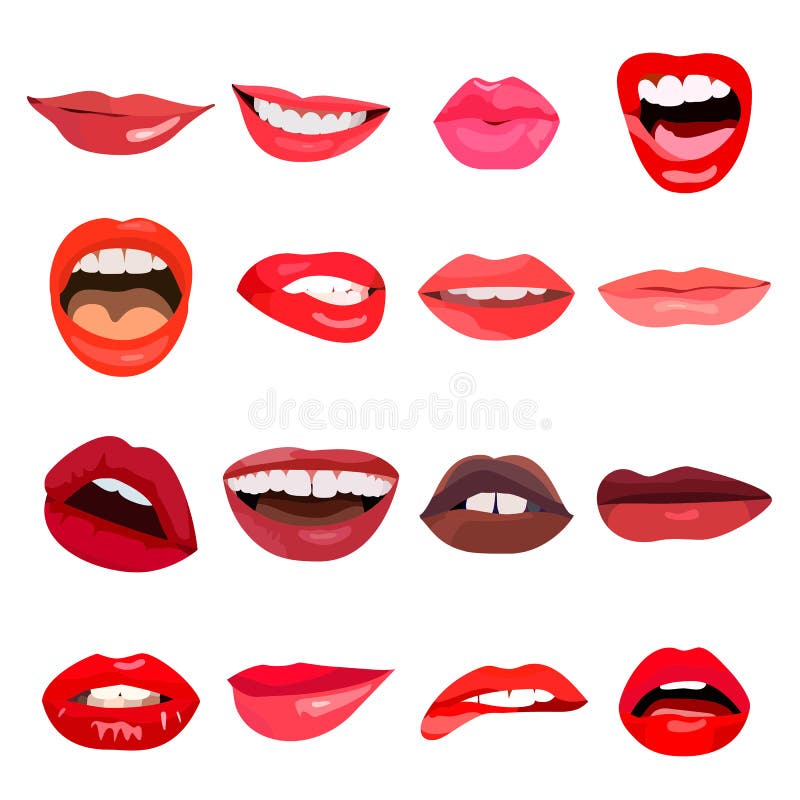 Lips Set. Lip Design Element. Vector. Stock Vector - Illustration of ...